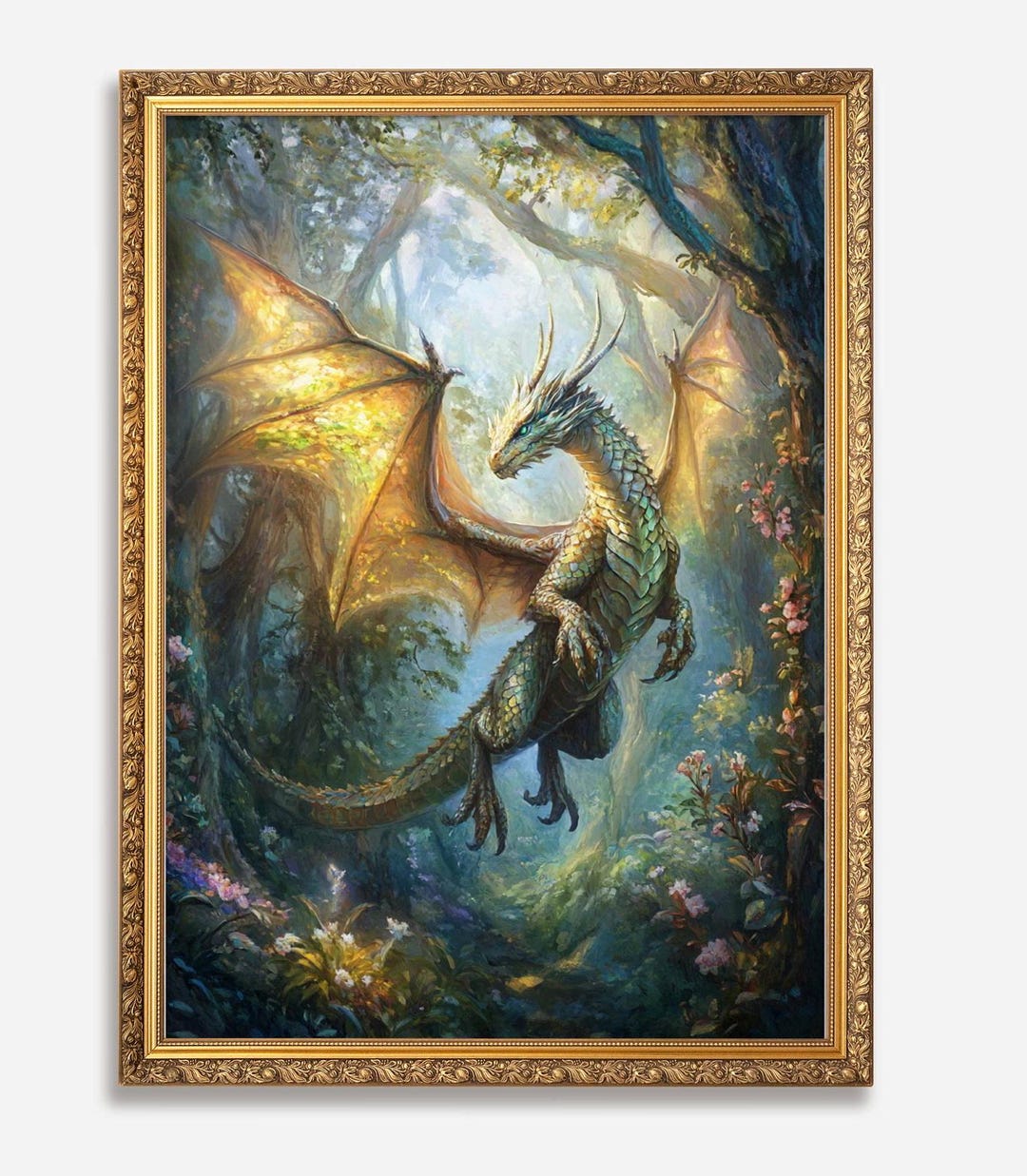Dragon Prints, Dragon Wall Art, Dark Academia, Mystical Decor, Forest ...
