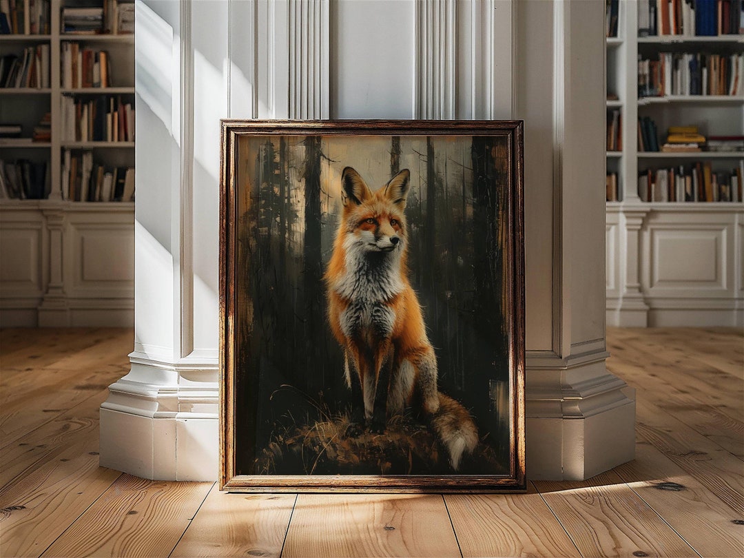 Vintage Fox Print, Fox Wall Art, Dark Cottagecore Decor, Woodland ...