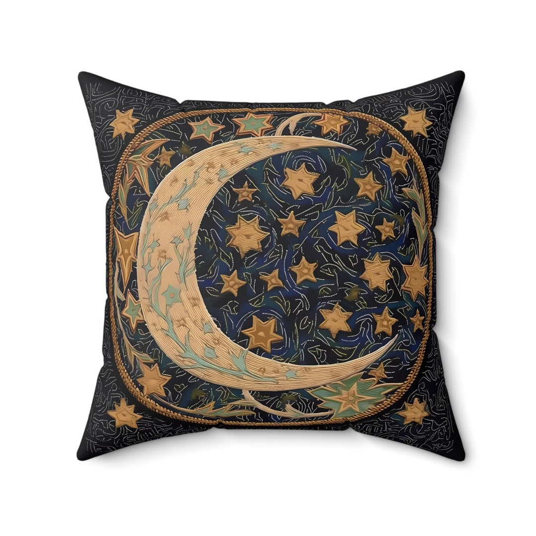 Moon Pillow, William Morris, Moon and Stars, Celestial Accent Pillow ...