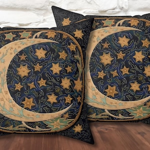Moon Pillow Cover, Moon and Stars, PILLOW CASE ONLY, Faux Suede, Fall ...