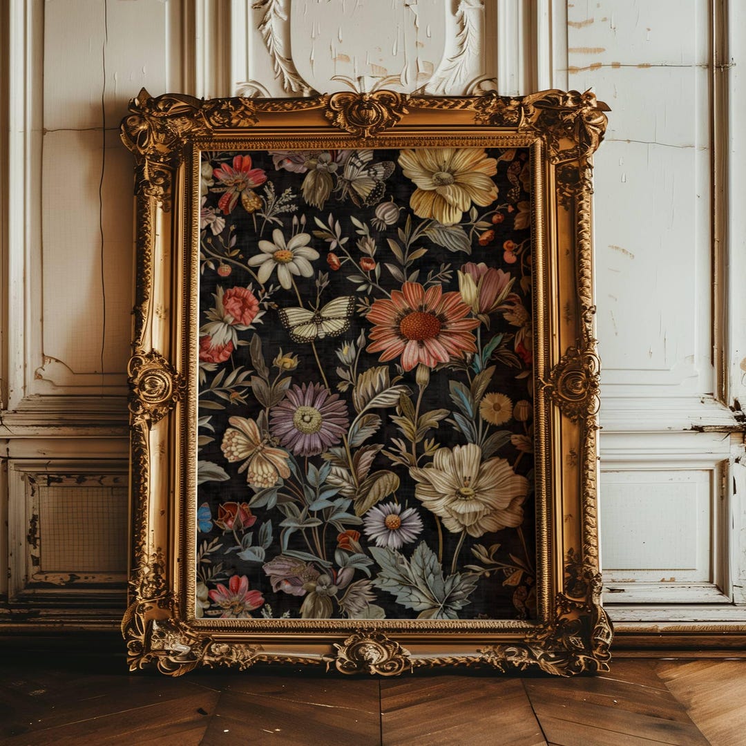 Wildflower Print, Dark Academia Prints, Dark Botanical Prints, Moody ...