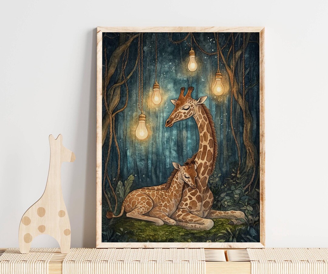 Giraffe Nursery Print, Safari Nursery Decor, Mom and Baby Animal Art ...