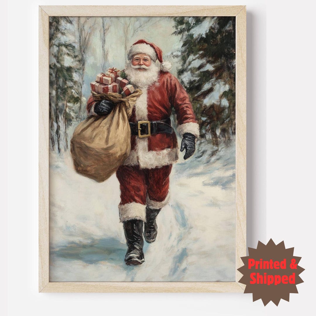 Santa Print, Christmas Wall Art, Vintage Christmas, Retro Christmas ...