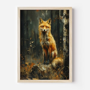 Vintage Fox Print, Fox Wall Art, Dark Cottagecore Decor, Woodland ...