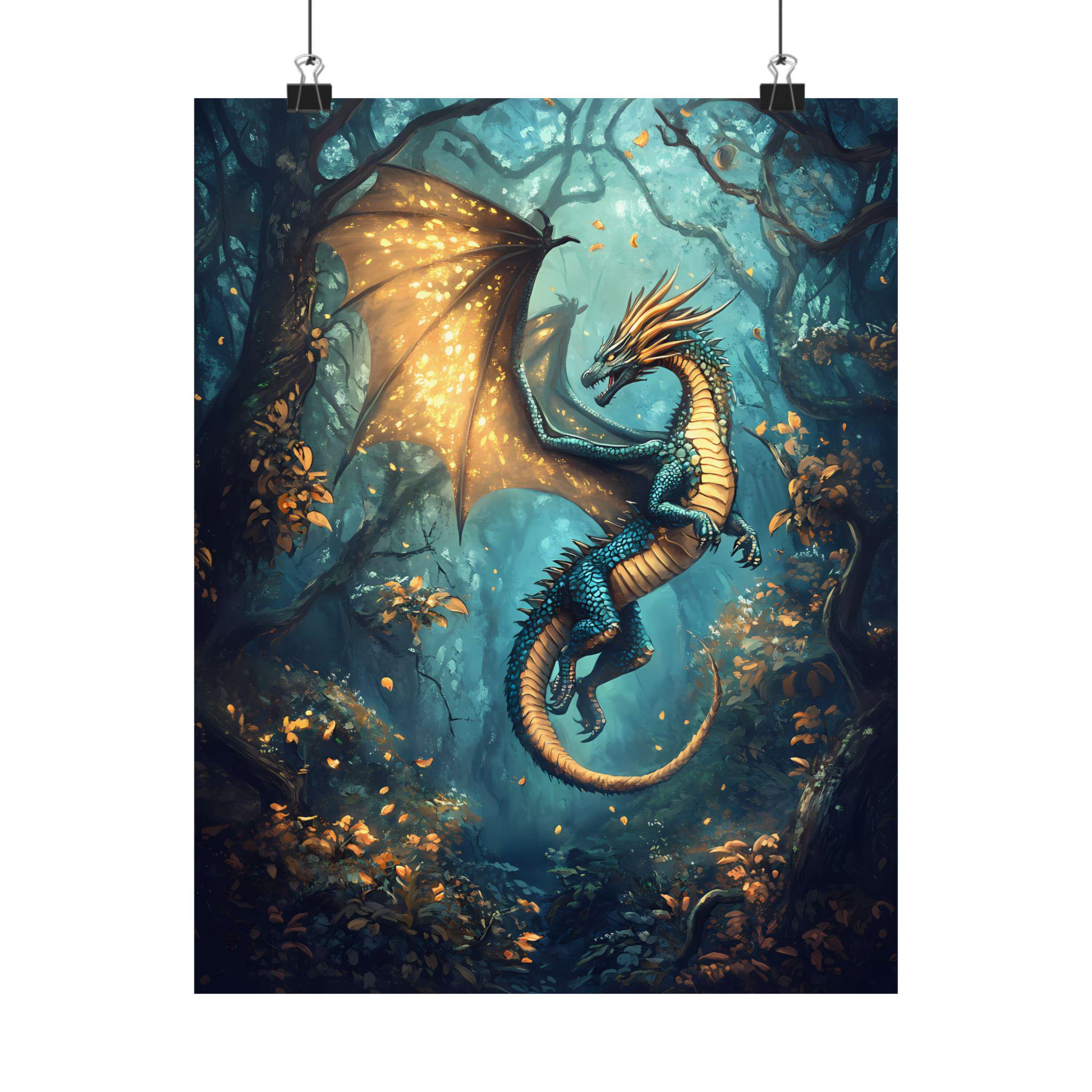 Dragon Prints, Dragon Wall Art, Dark Academia, Mystical Decor, Forest ...