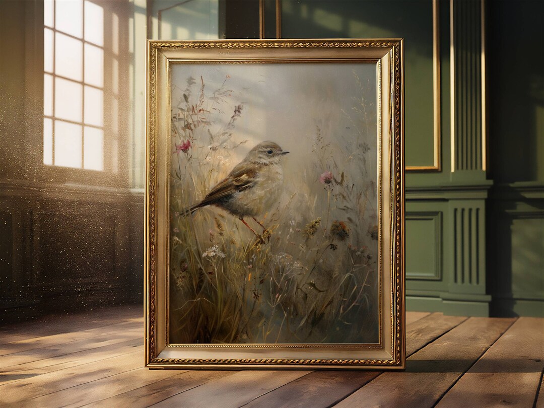Moody Bird Print, Vintage Bird Print, Bird Wall Art, Antique Oil Painting, Vintage Art, Dark ...