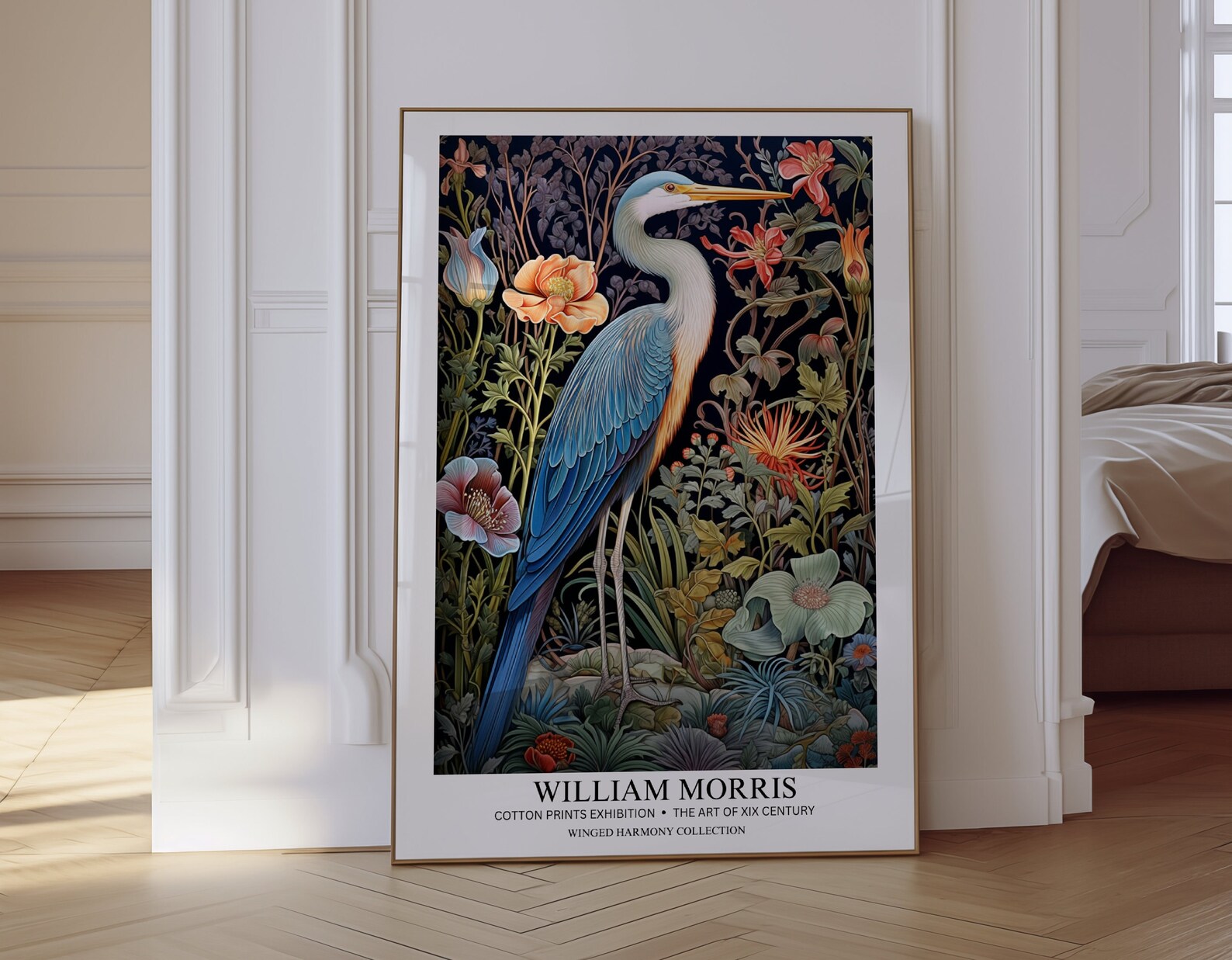 William Morris Print, Blue Heron, Bird Wall Art, William Morris Poster ...