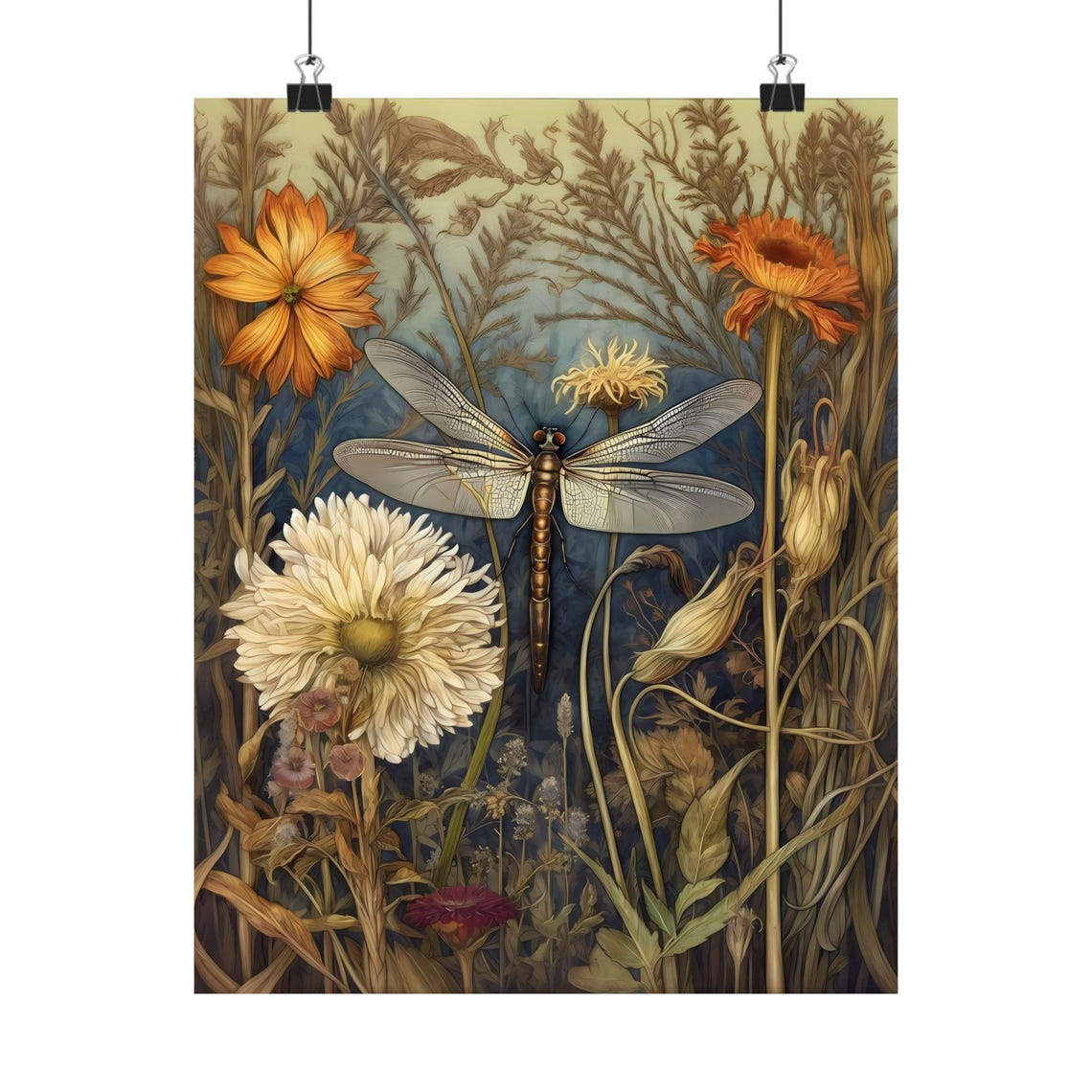 Dragonfly Wall Art, Lowcountry Print, Dark Cottagecore Dragonfly Print ...