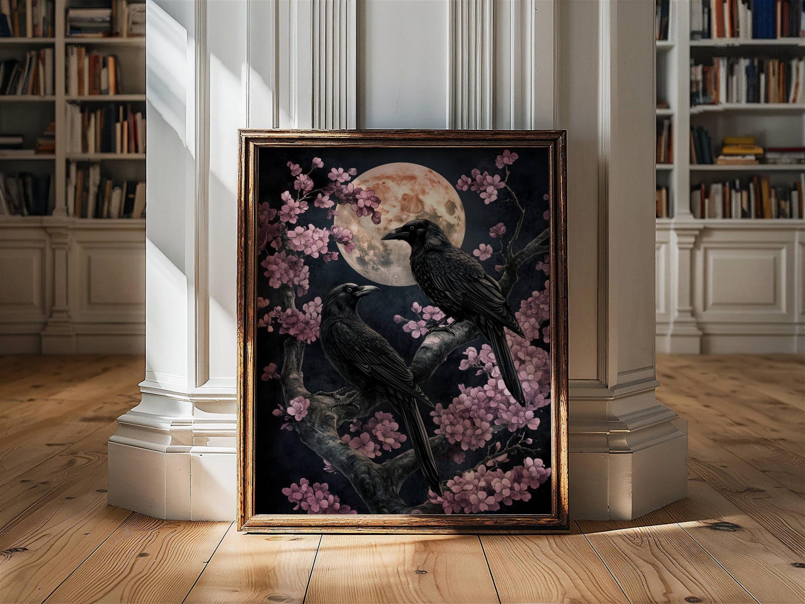 Cherry Blossom Wall Art, Raven Print, Moody Raven Wall Art, Dark ...