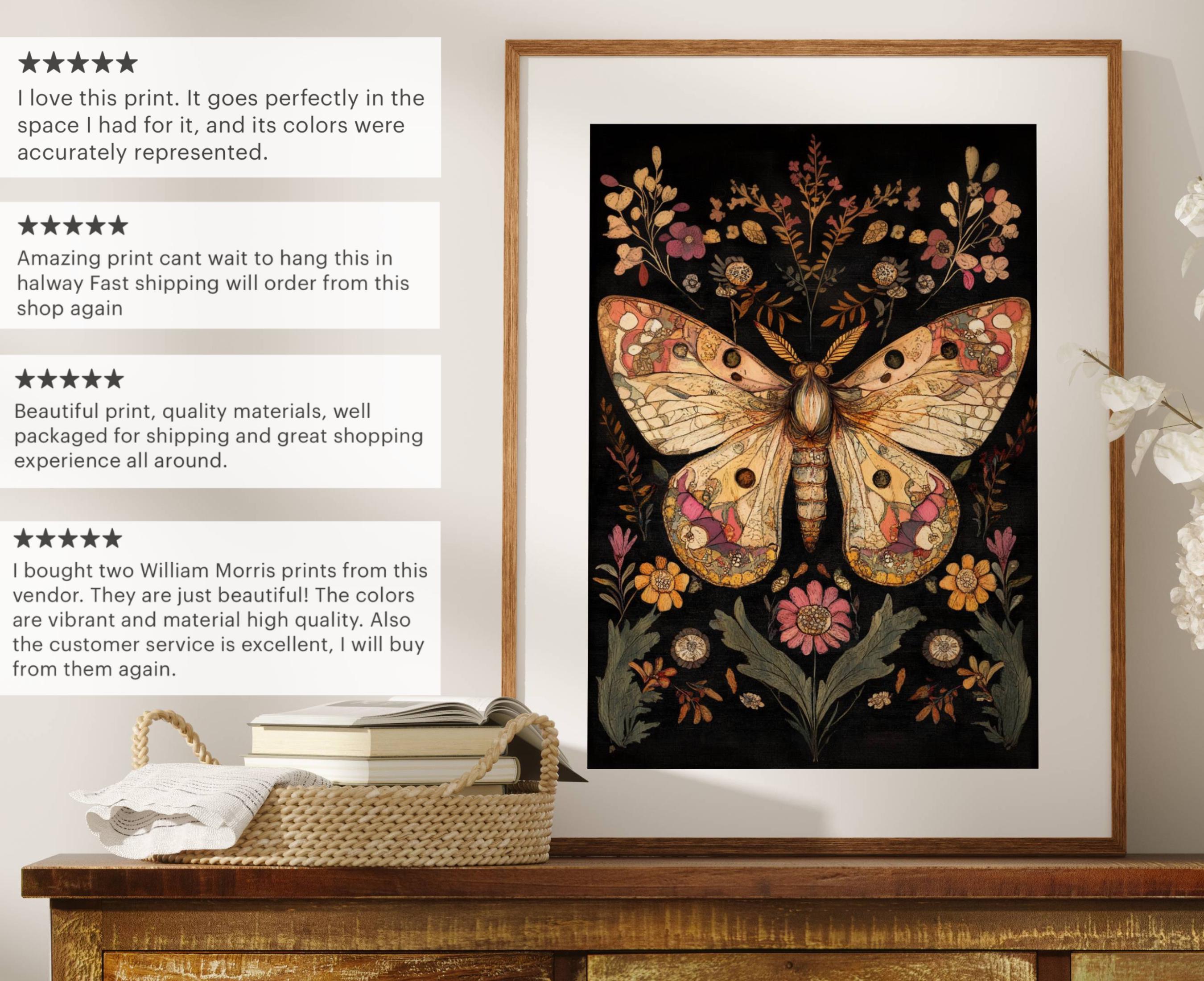 Moth Wall Decor, Moth Print, Moody Wall Art, Moody Floral Print ...