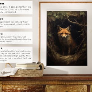 Fox Print, Witchy Room Decor, Dark Cottagecore Prints, Vintage Fox ...