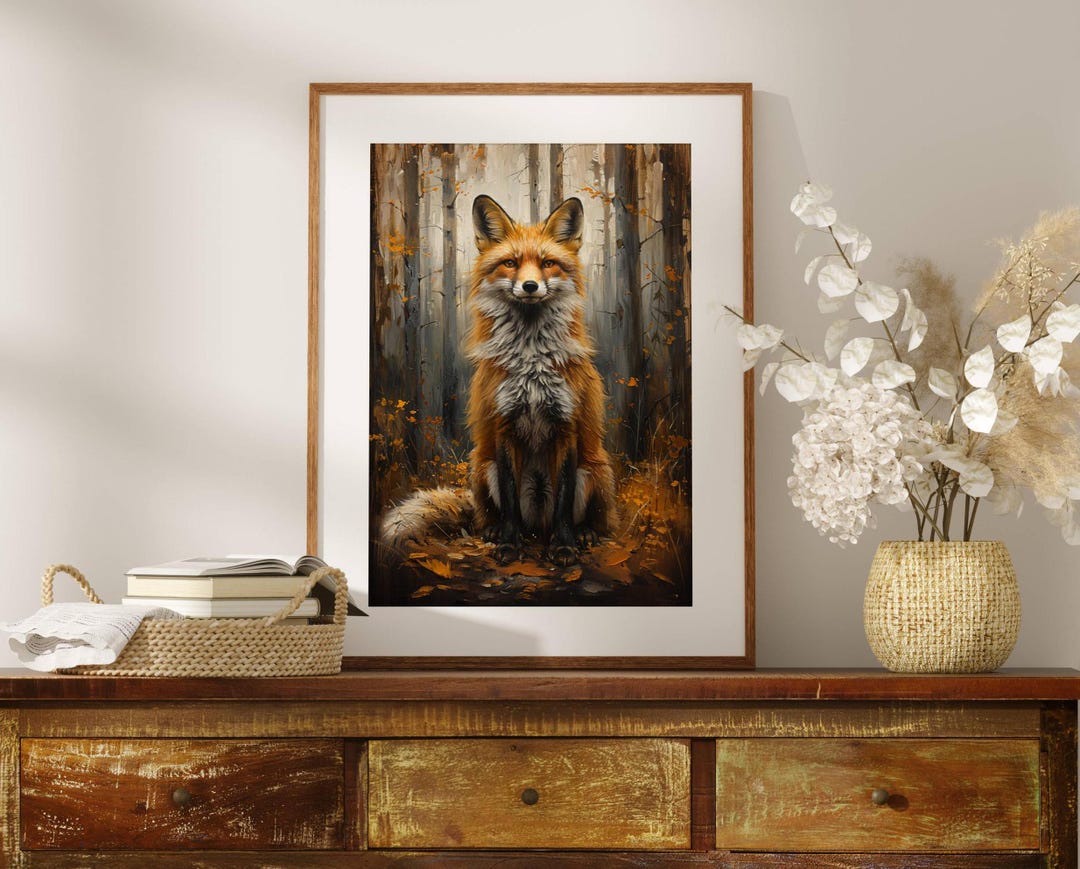 Vintage Fox Print, Fox Wall Art, Dark Cottagecore Decor, Woodland ...