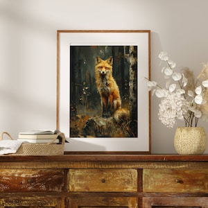 Vintage Fox Print, Fox Wall Art, Dark Cottagecore Decor, Woodland ...