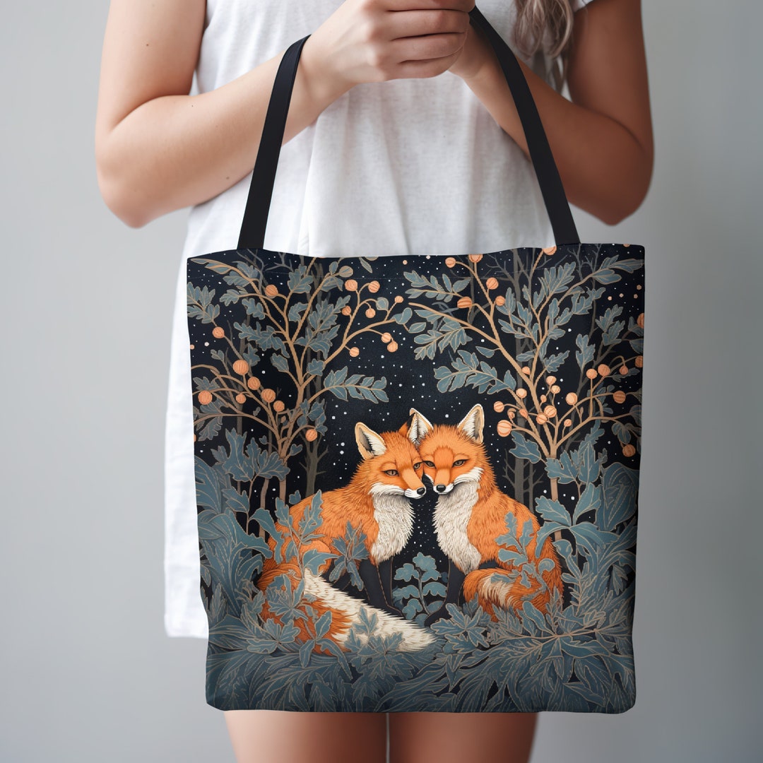 Fox Tote Bag, Foxes, Aesthetic Tote Bag, Shoulder Bag, William Morris ...