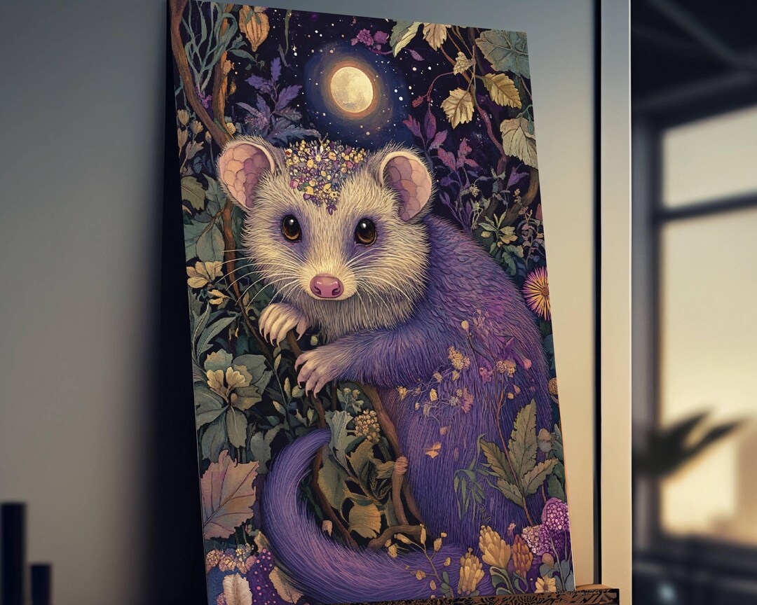 Purple Prints, Purple Possum Print, Woodland Nursery Decor, Purple Wall ...