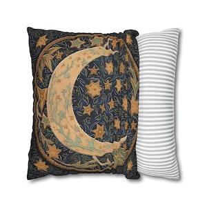 Moon Pillow Cover, Moon and Stars, PILLOW CASE ONLY, Faux Suede, Fall ...