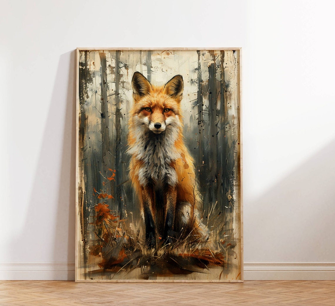 Vintage Fox Print, Fox Wall Art, Dark Cottagecore Decor, Woodland ...