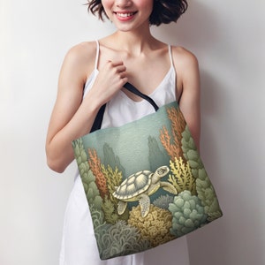 Turtle Tote Bag, Sea Turtle, Beach Tote Bag, Turtle Gifts, Aesthetic ...