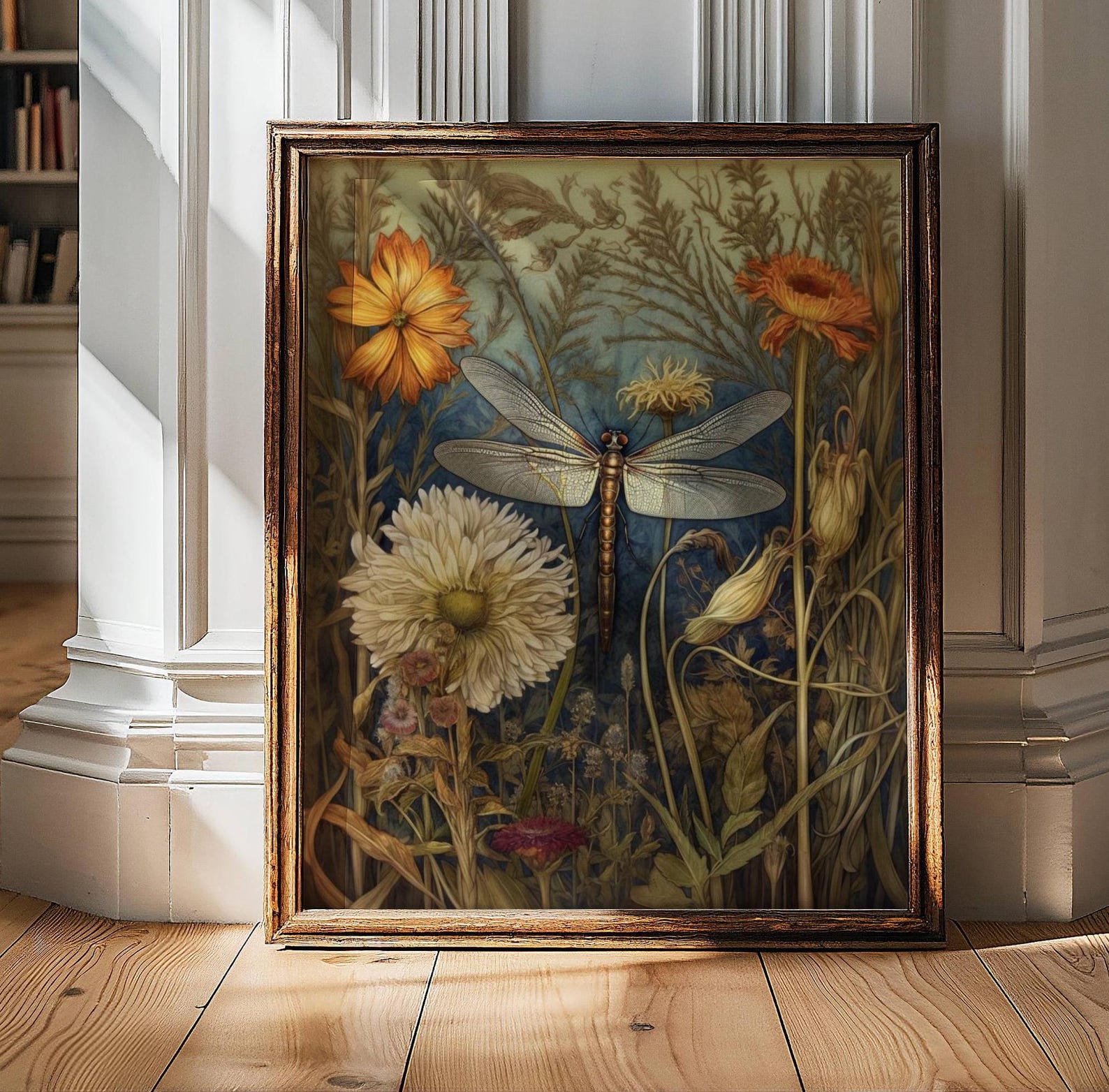 Dragonfly Wall Art, Lowcountry Print, Dark Cottagecore Dragonfly Print ...