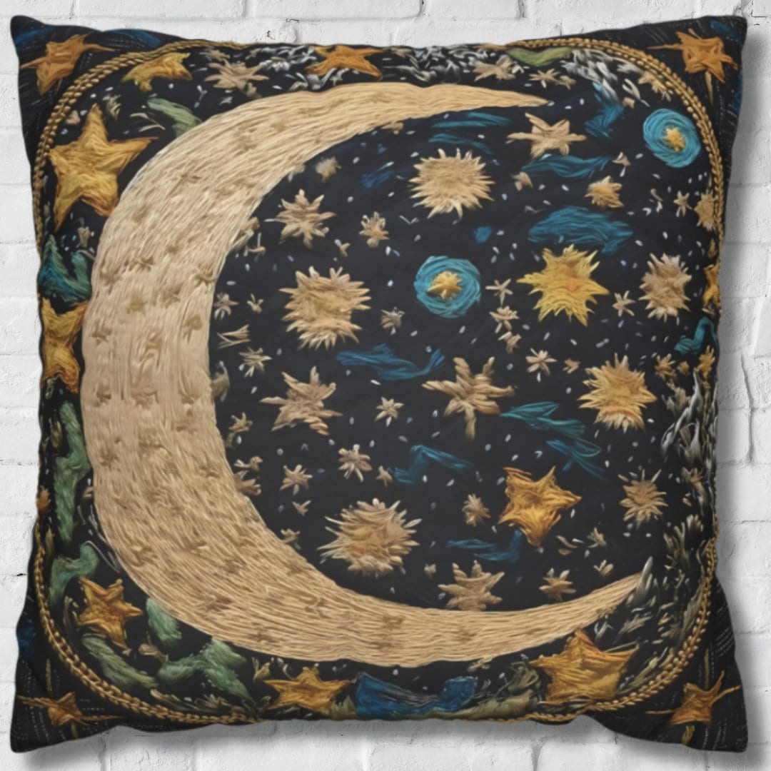 Moon Pillow Cover, Moon and Stars, William Morris, Faux Suede Texture ...