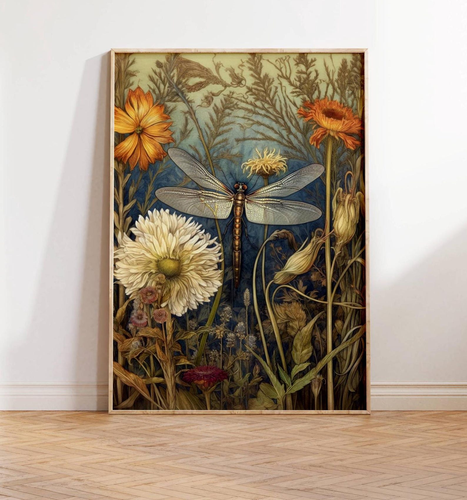 Dragonfly Wall Art, Lowcountry Print, Dark Cottagecore Dragonfly Print ...