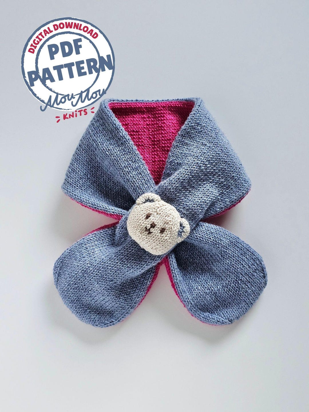 Two-color Bear Scarf Knitting Pattern: Beginner-friendly (PDF Pattern ...