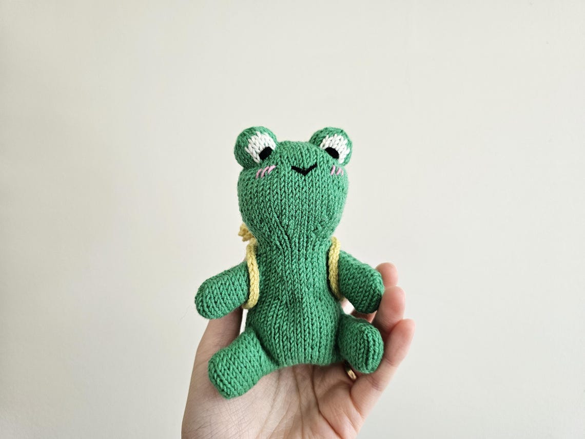 Jimmy the Frog Knitting Pattern: DIY Plush Toy With Backpack (PDF ...