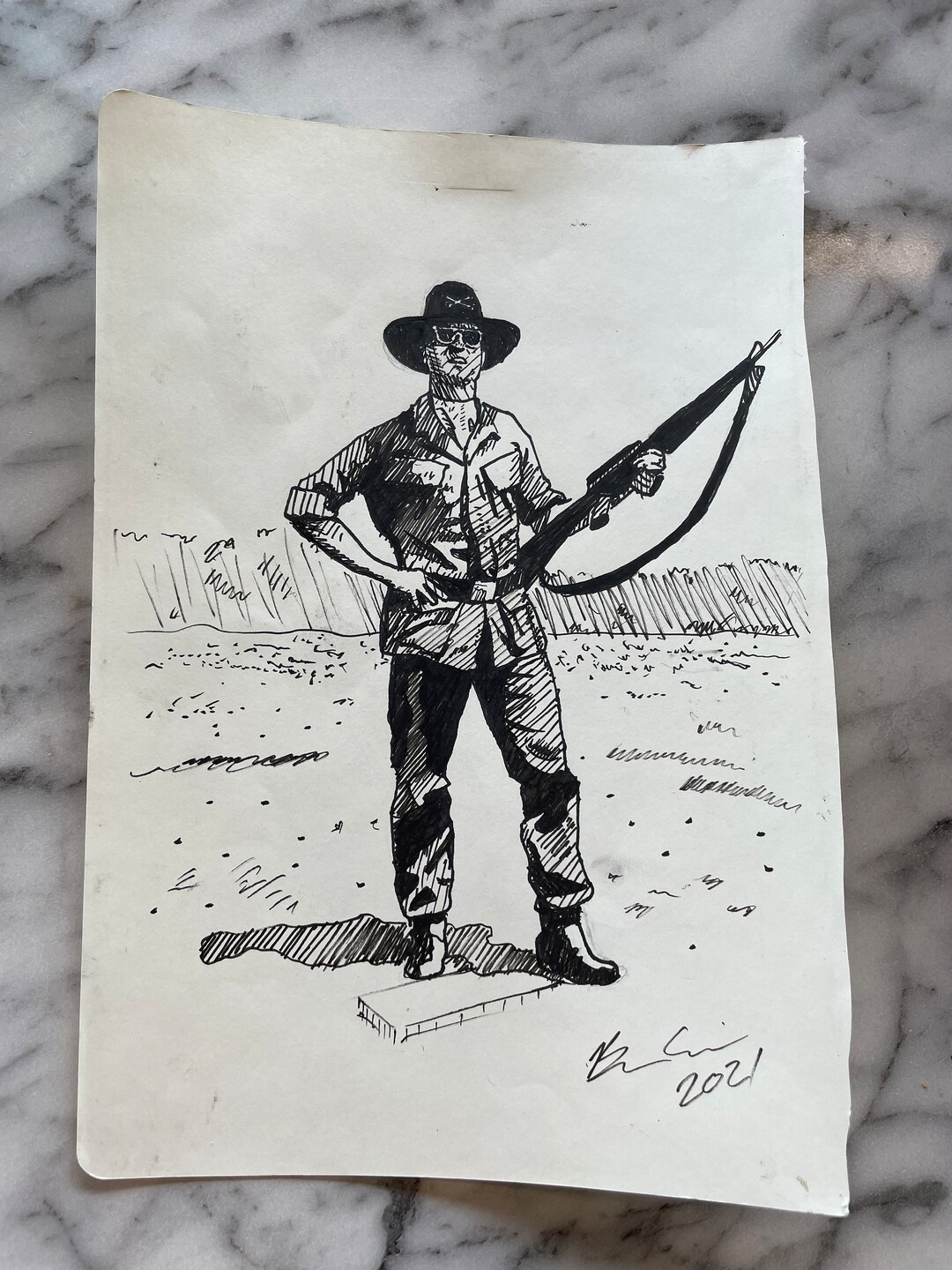 Soldier Ink Pen Drawing - Etsy