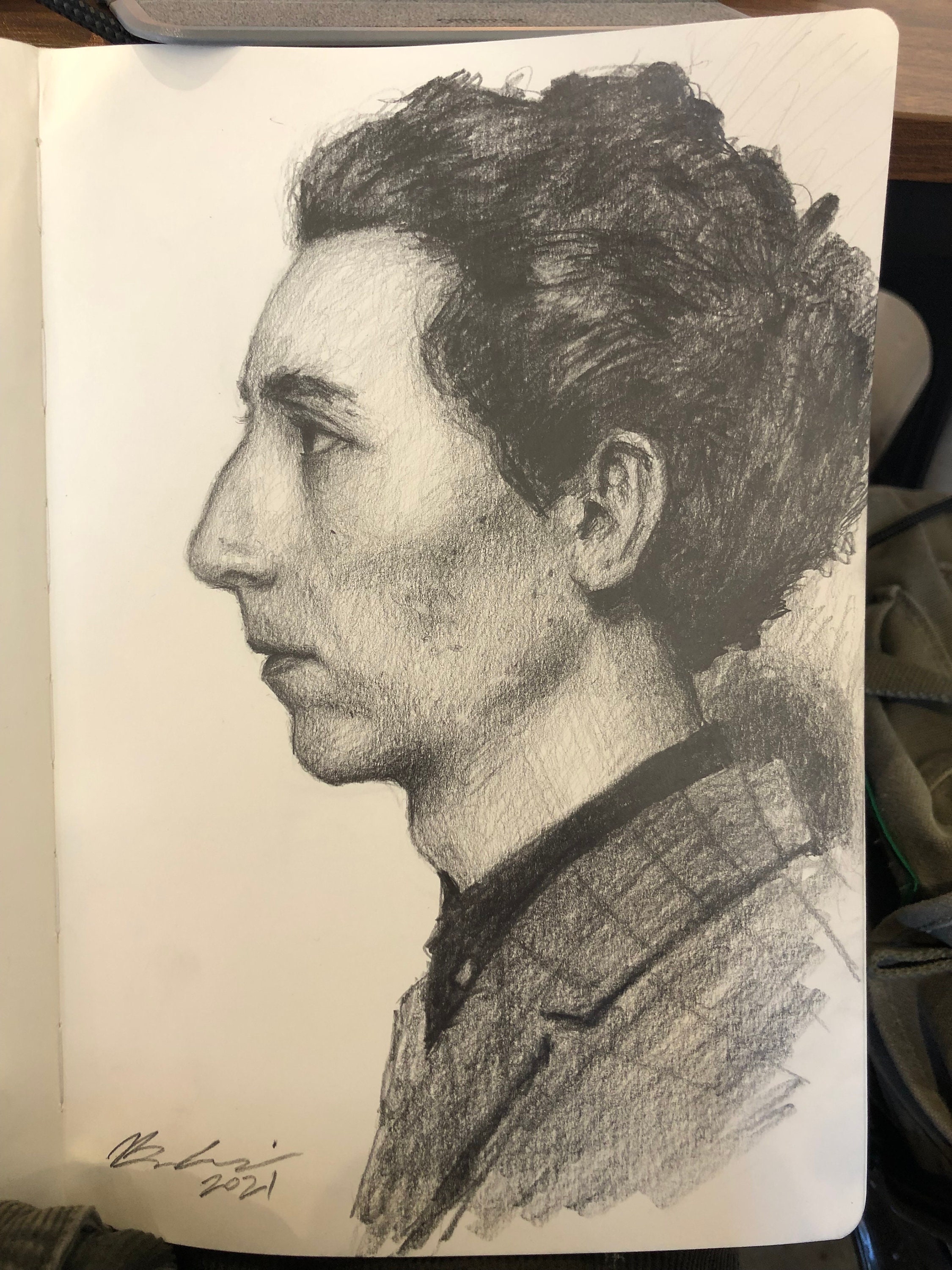 Curly Hair Profile Drawing - Etsy