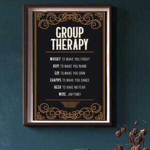 Happy Home Decor Bar Canvas Sign, Group Therapy, Women’s Funny Bar Sign ...
