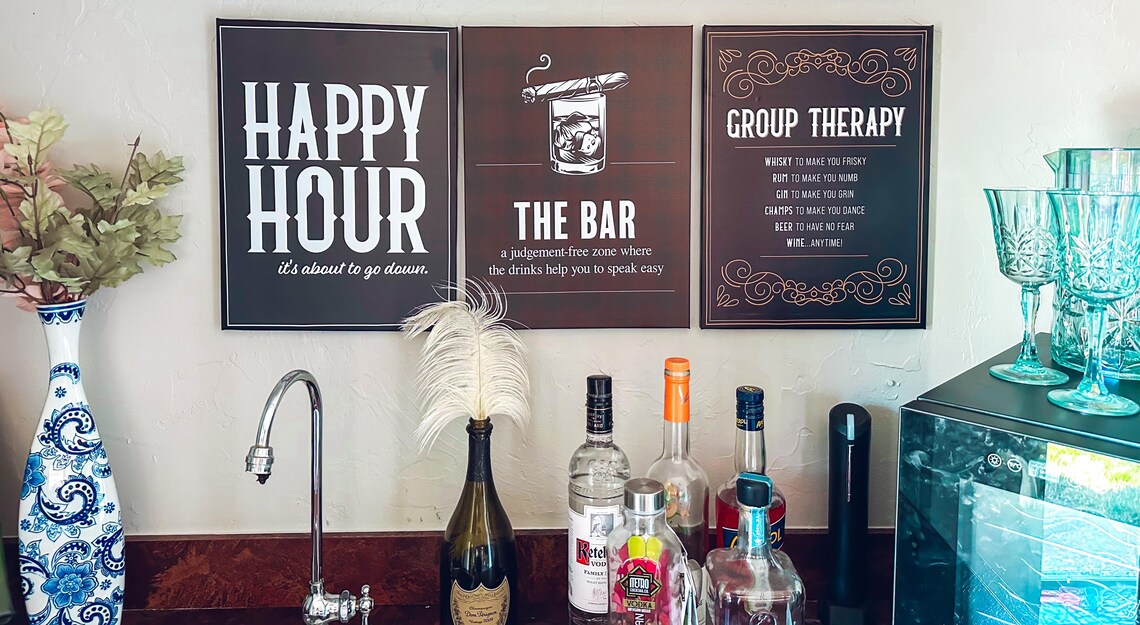 Happy Home Decor Bar Canvas Sign, Group Therapy, Women’s Funny Bar Sign ...