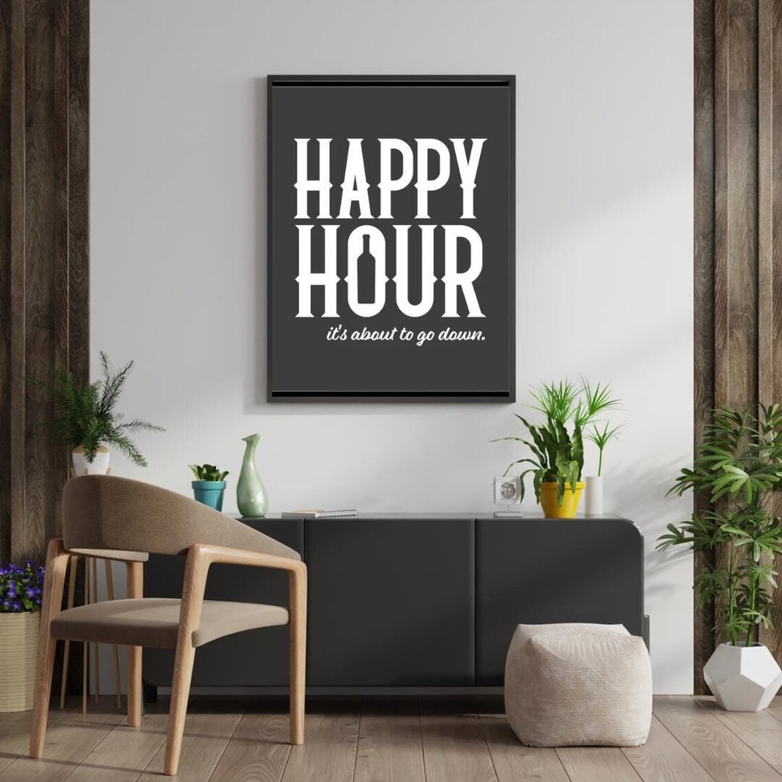 Happy Home Decor Bar Canvas Sign, Happy Hour, Funny Bar Sign - Etsy