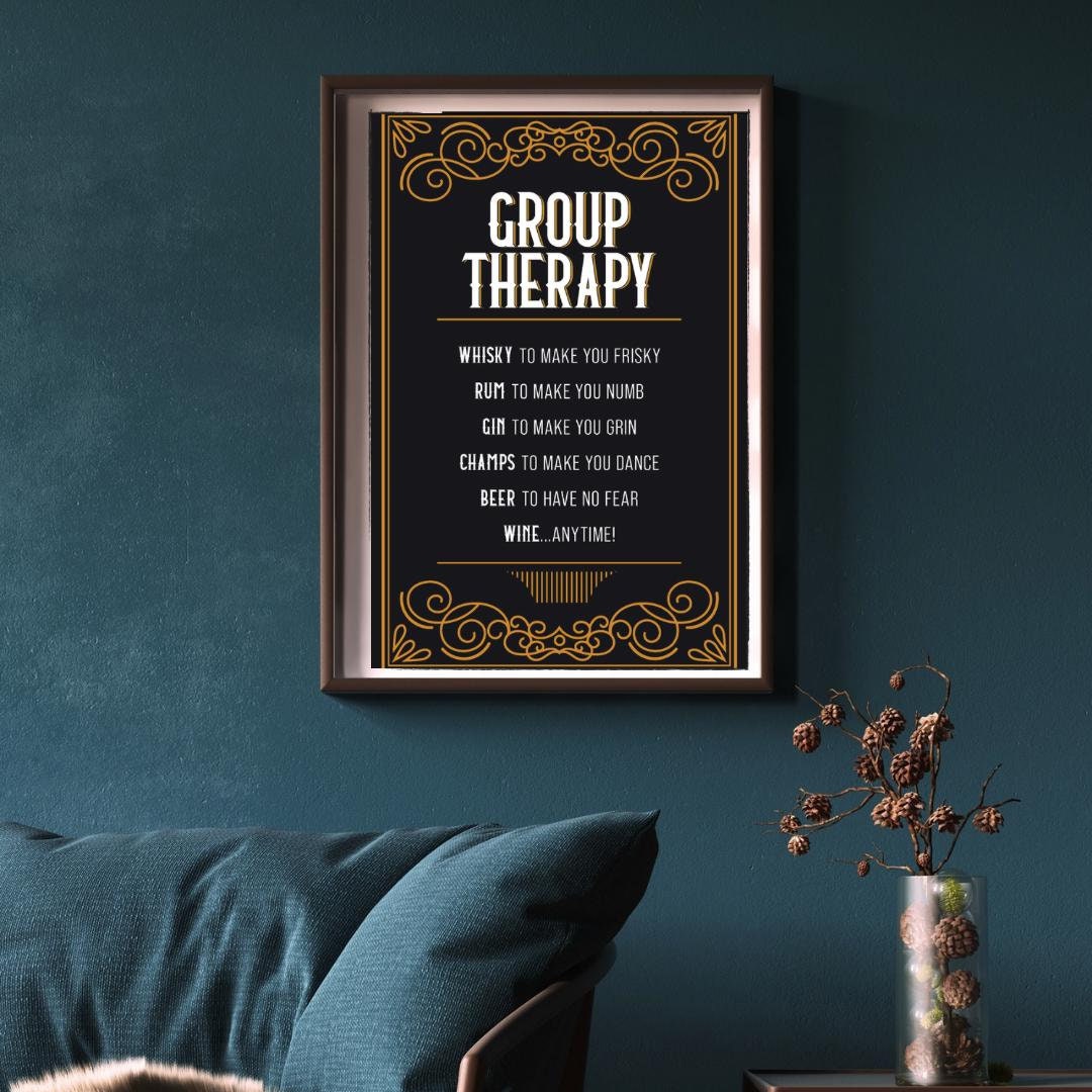 Happy Home Decor Bar Canvas Sign, Group Therapy, Women’s Funny Bar Sign ...
