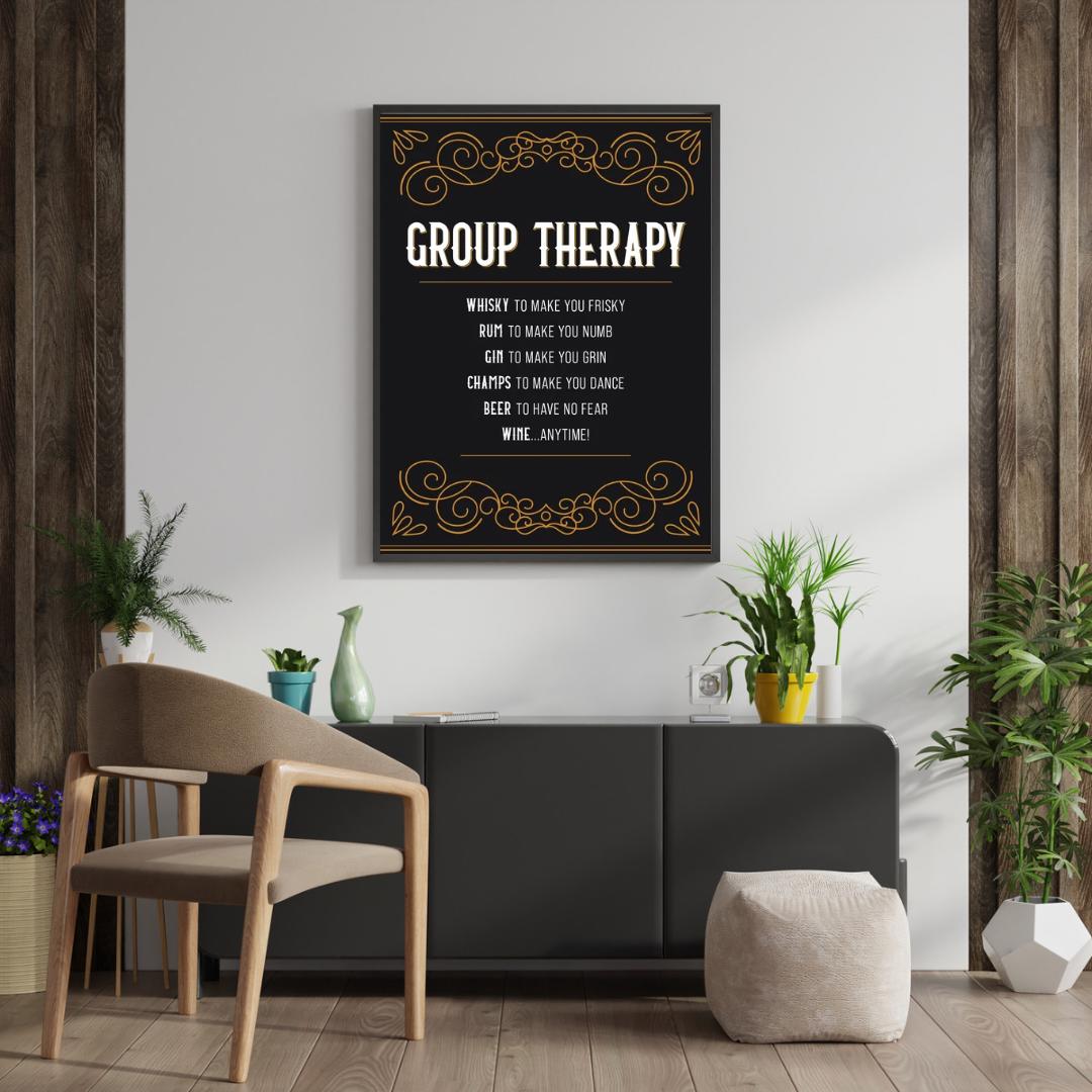 Happy Home Decor Bar Canvas Sign, Group Therapy, Women’s Funny Bar Sign ...