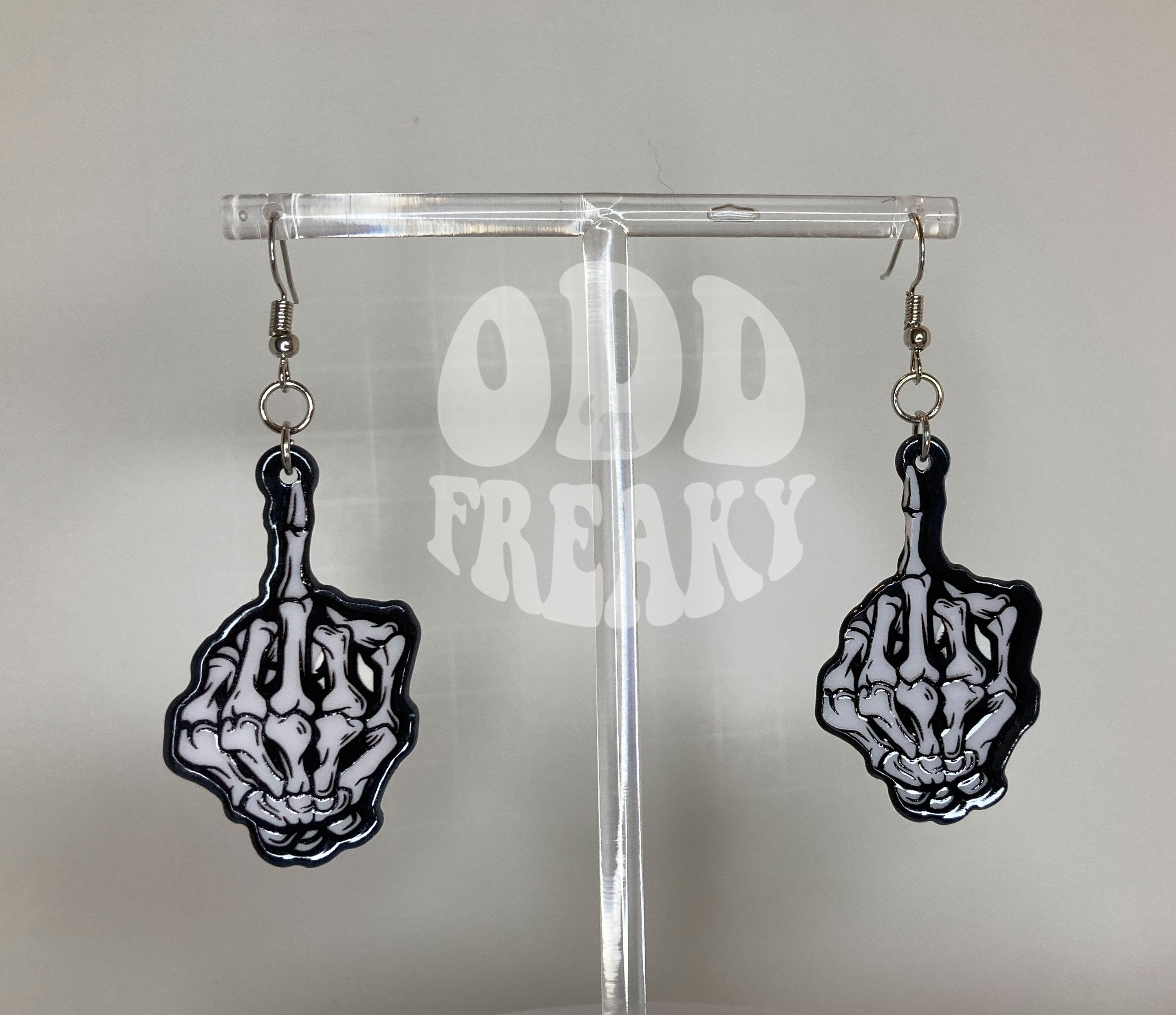 Skeleton Hand Giving the Middle Finger Acrylic/resin Earrings - Etsy Canada