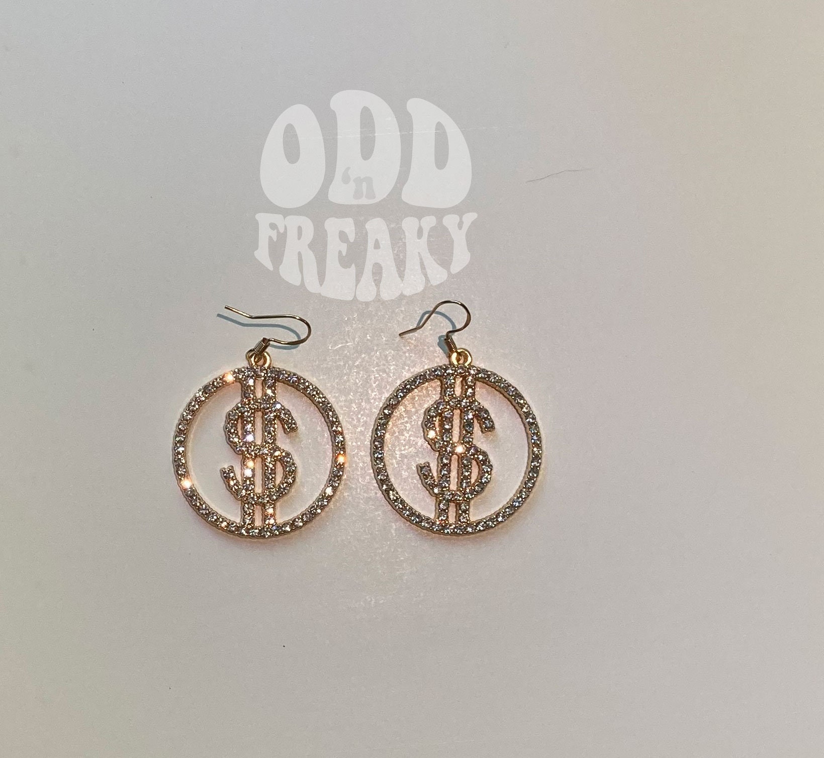 Rhinestone Dollar Sign Earrings Are Great for Cos Play or Just - Etsy