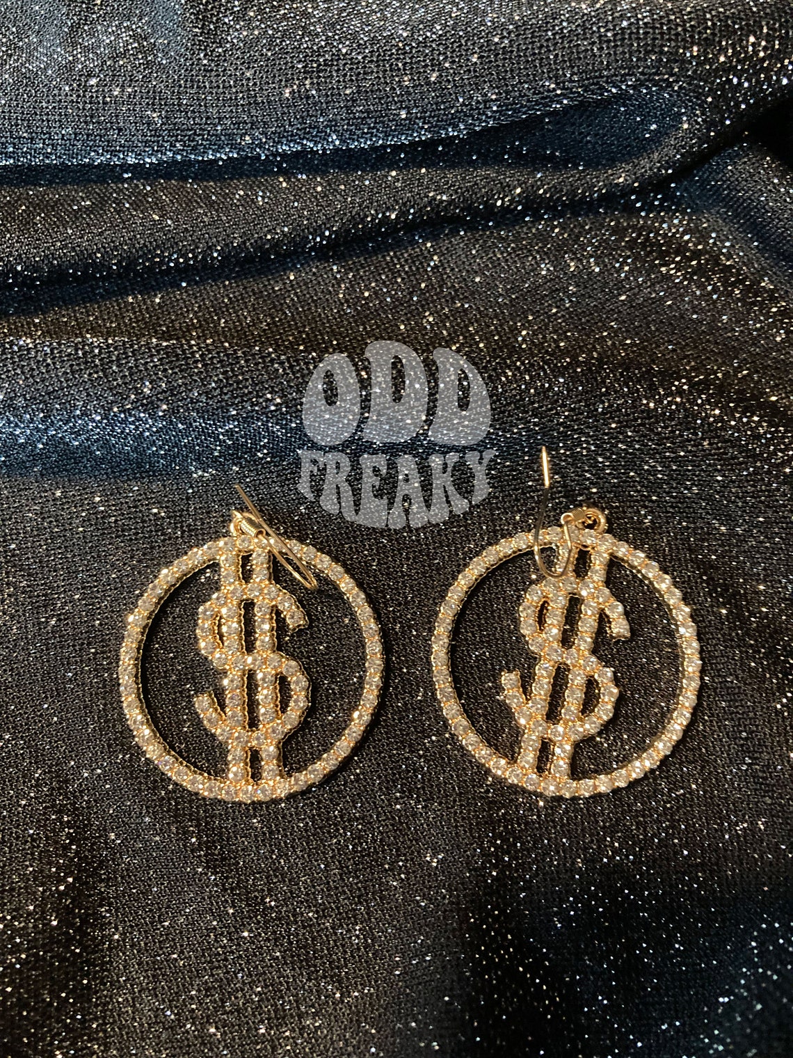 Rhinestone Dollar Sign Earrings: Gold or Silver Cosplay Jewelry - Etsy