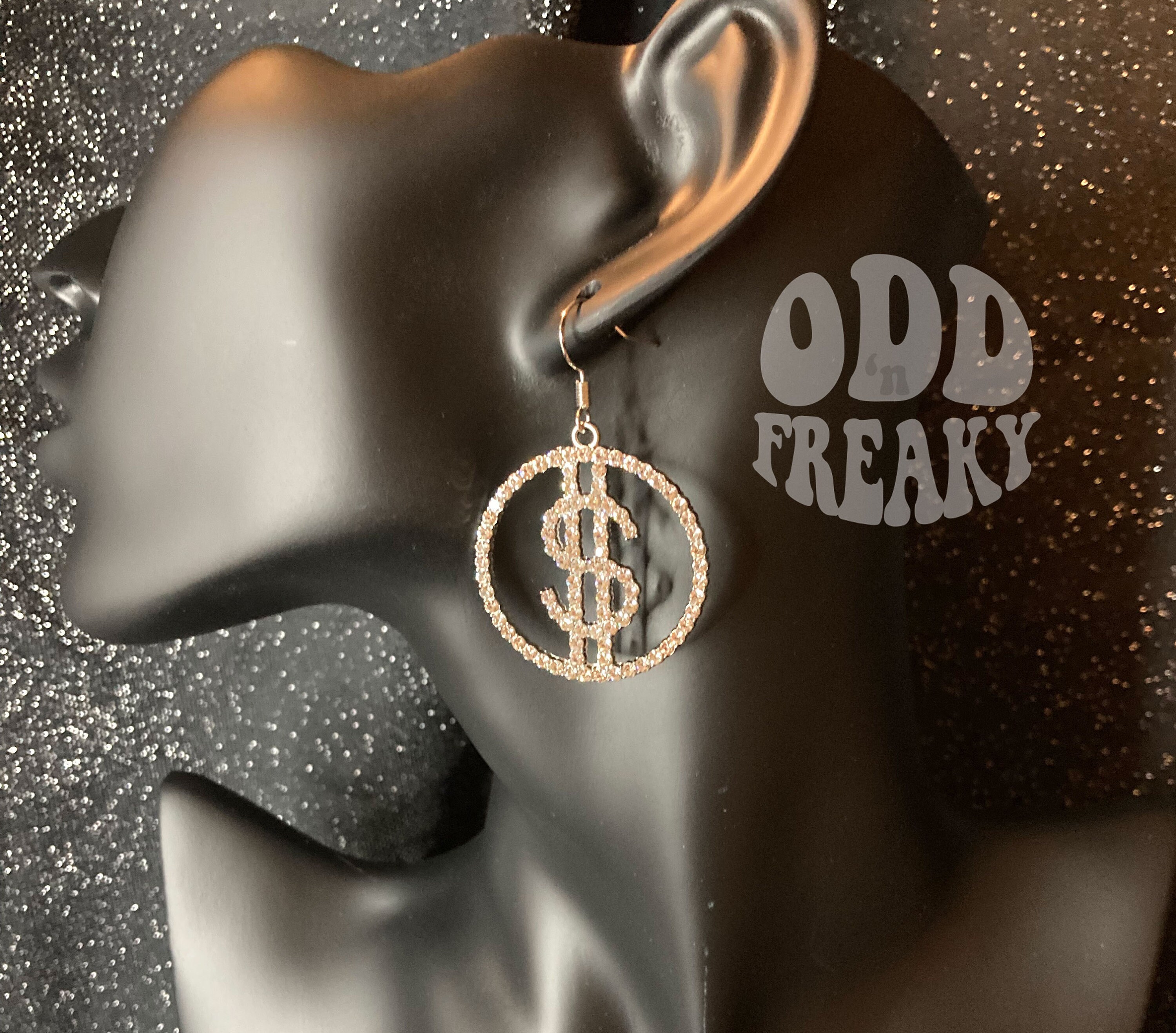 Rhinestone Dollar Sign Earrings Are Great for Cos Play or Just - Etsy