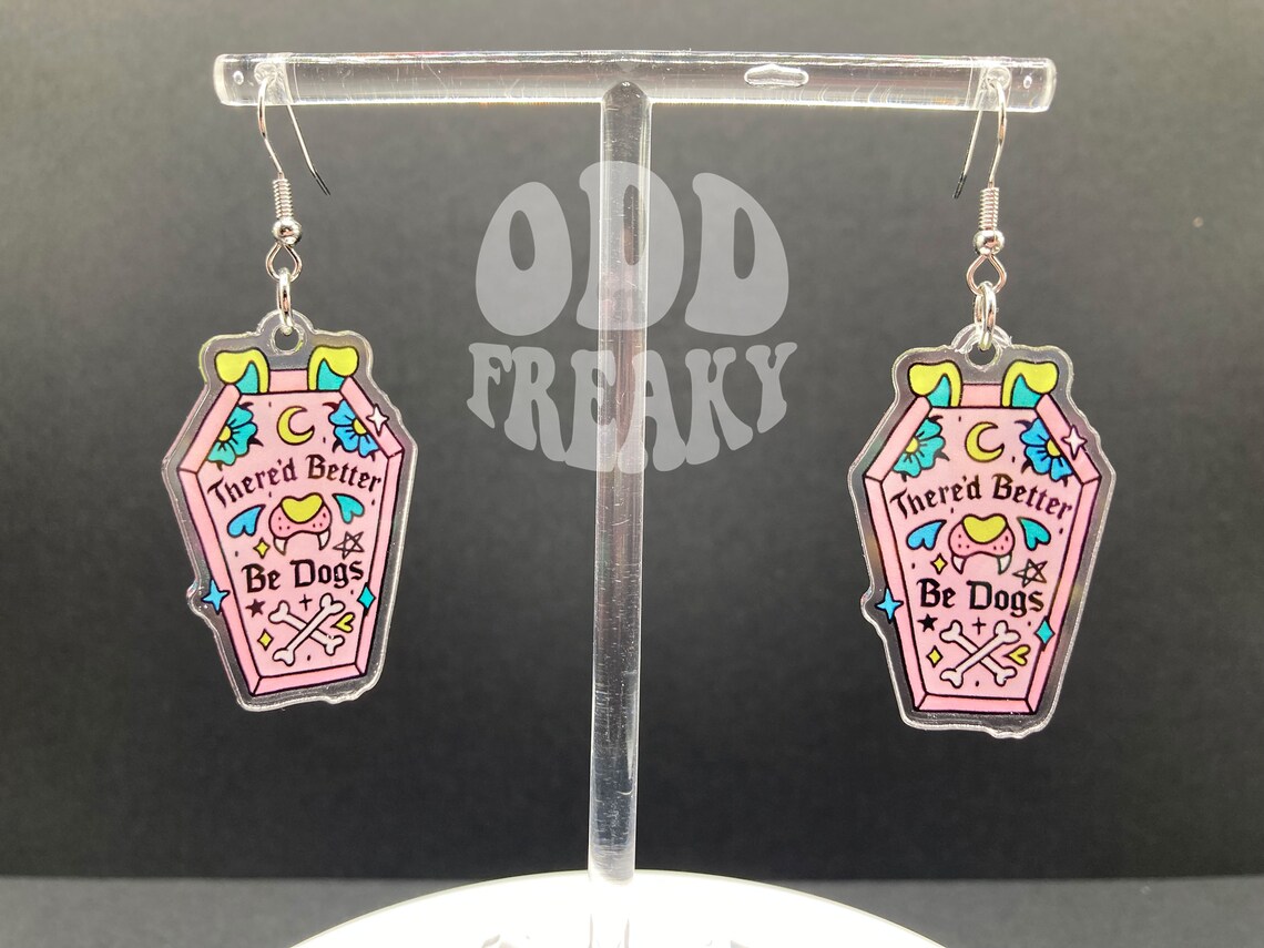 Pastel Goth There Better Be Dogs Cute Coffin Earrings - Etsy