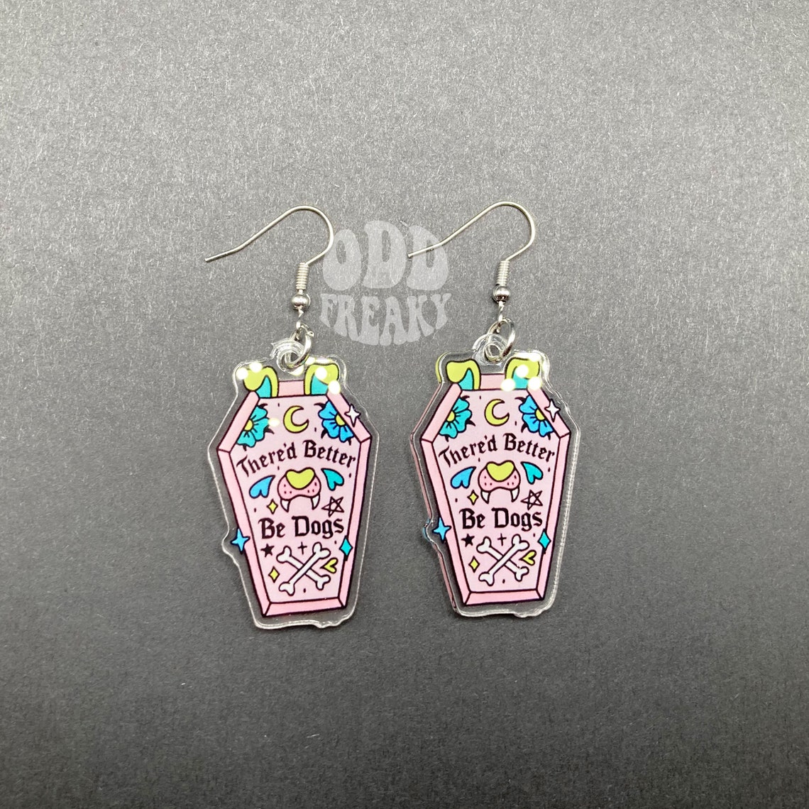 Pastel Goth There Better Be Dogs Cute Coffin Earrings - Etsy
