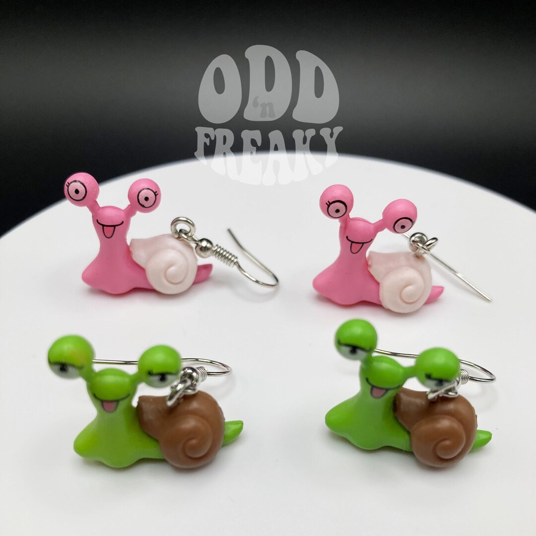 Oh so Cute Little Resin Goofy Snail Earrings Avail in 2 Colors They ...