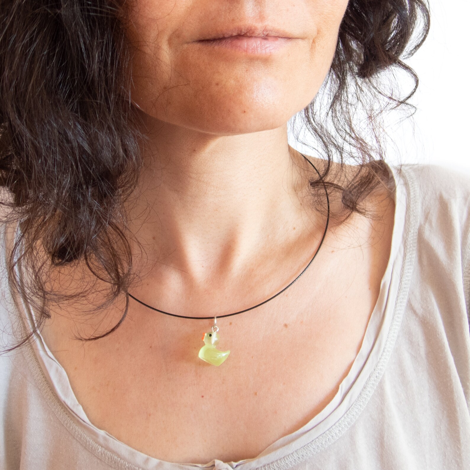 Women Cute Necklace With Rubber Duck. Nice Pretty Friendship Duckie ...
