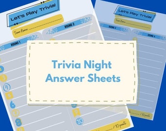 Trivia Answer Sheet Trivia Night Player Sheet Trivia Sheets - Etsy