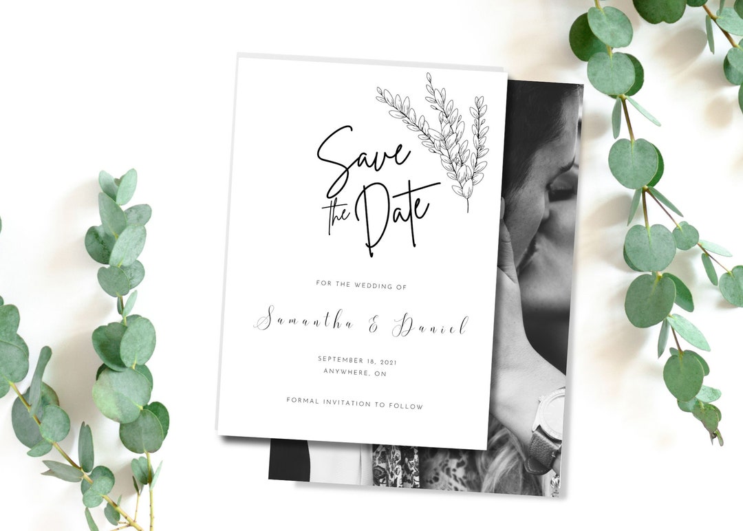 Save the Date Template - Simple, Elegant, Double Sided : Photo Back - Etsy