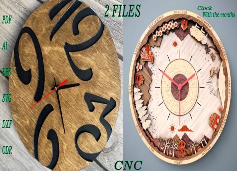 Clock Cnc Laser Cut Wood Wall Vector Digital Instant Download - Etsy