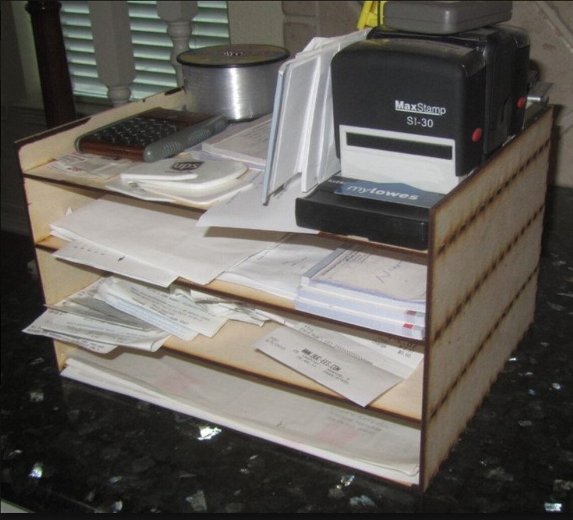 Cut Office Paper Organizer 3D Wooden Cdr Dxf Vector Cnc Files - Etsy