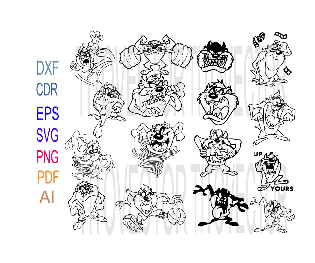 Bundle Taz- Svg Png Ai Eps Pdf Vector Digital File Bundle Cut for T ...