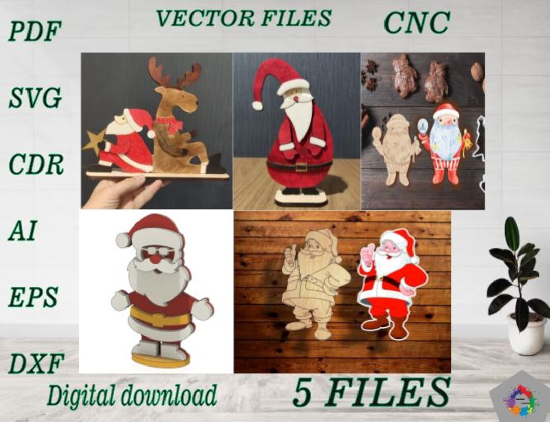 Engrave- Santa Claus Christmas- Decoration Puzzle 3D Model Laser Cut ...