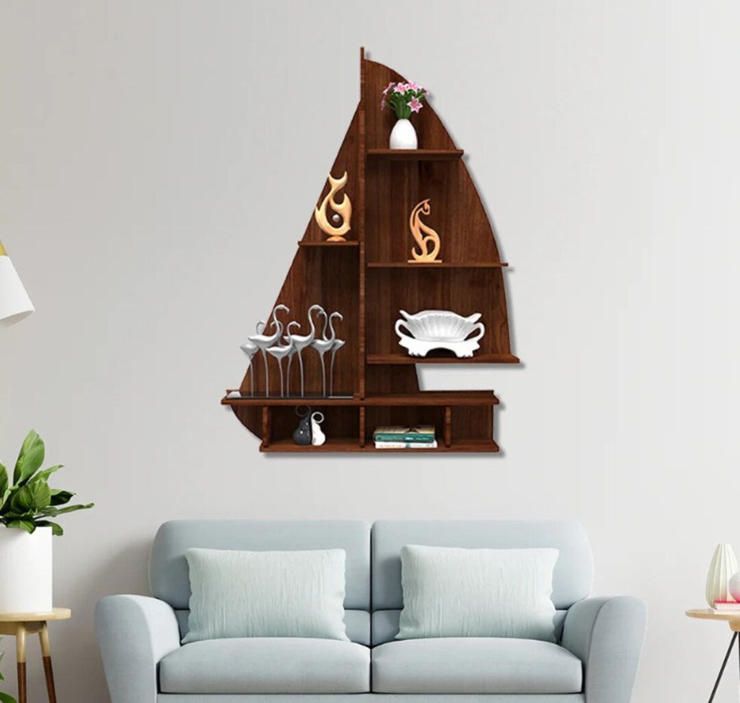 Sail- Boat- Wall Shelf 3D Model Puzzle File 3D Cdr Dxf Vector Cnc Files ...