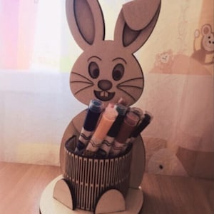 Rabbit Holder for Pen 3D Model Puzzle Wooden File Cnc Vector Cdr Svg ...